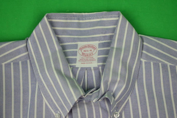 "Brooks Brothers Blue/ White Butcher Stripe OCBD Dress Shirt" Sz: 16 1