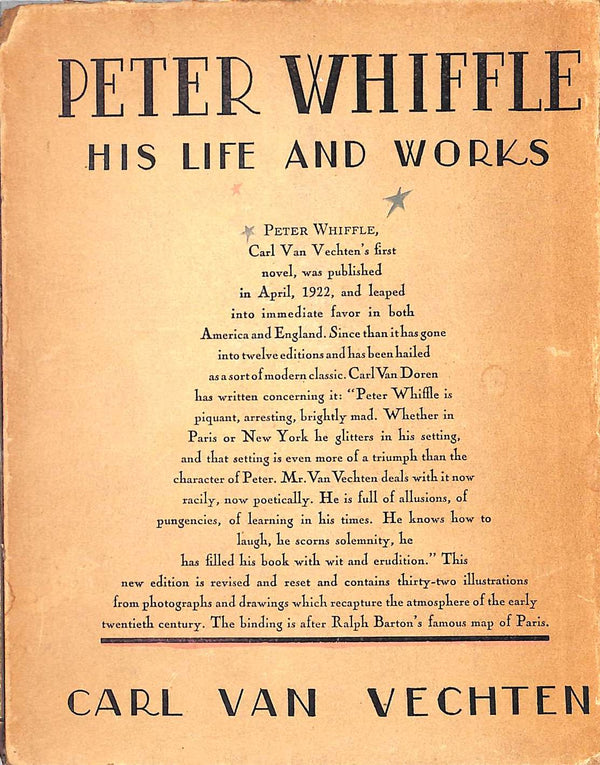 "Peter Whiffle: His Life And Works" 1927 VAN VECHTEN, Carl
