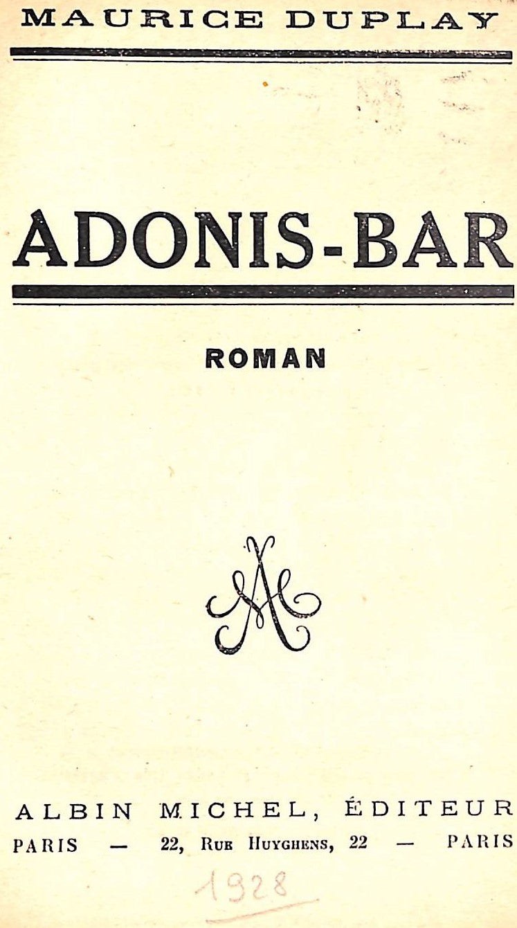 "Adonis-Bar" 1928 DUPLAY, Maurice