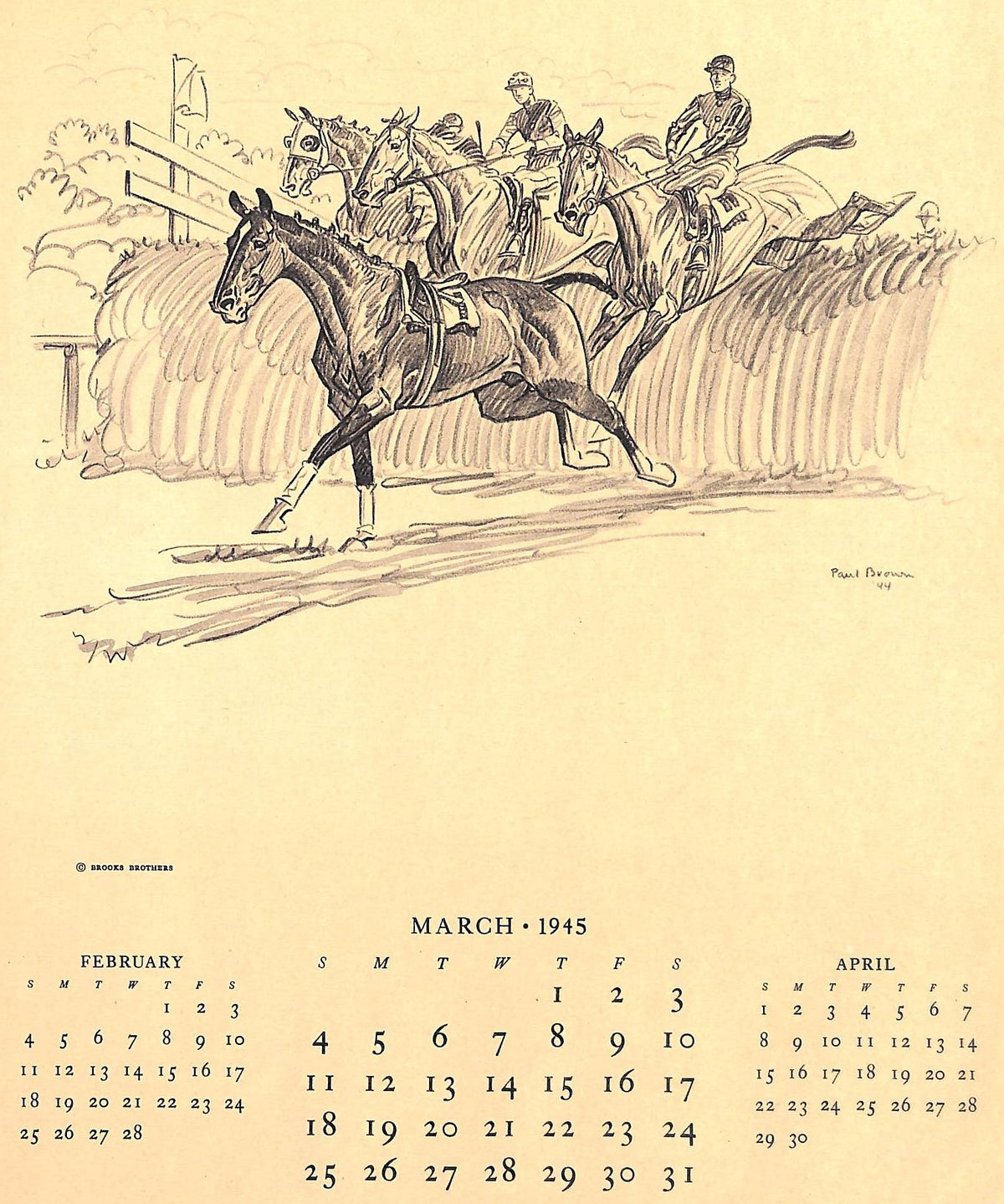 "Paul Brown Brooks Brothers Calendar" 1945