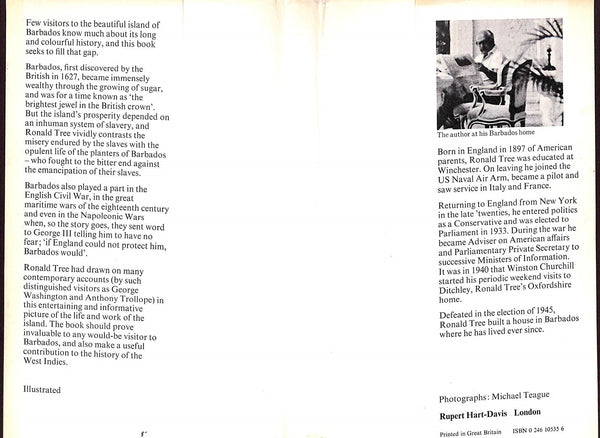 "A History Of Barbados" 1972 TREE, Ronald (INSCRIBED)