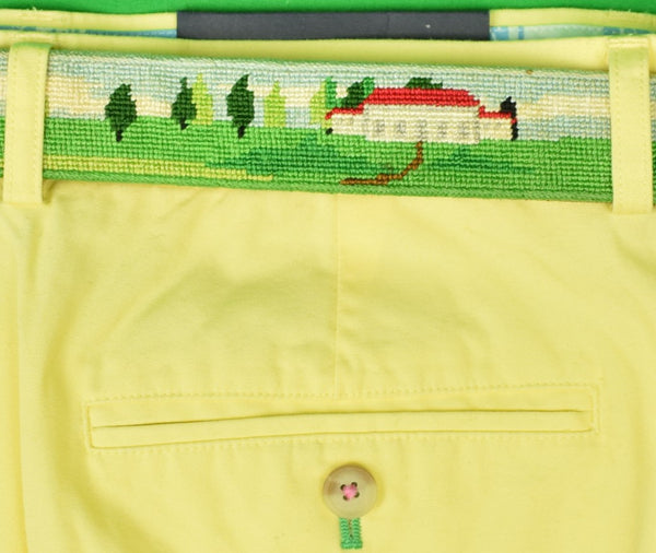 Hand-Needlepoint Golf Course Motif Green Belt