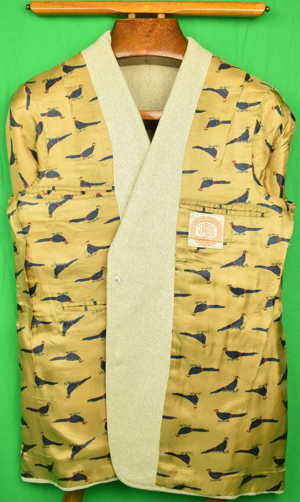 "J. Press c1985 Silk/ Wool Oyster Sport Jacket w/ Pheasant Print Gold