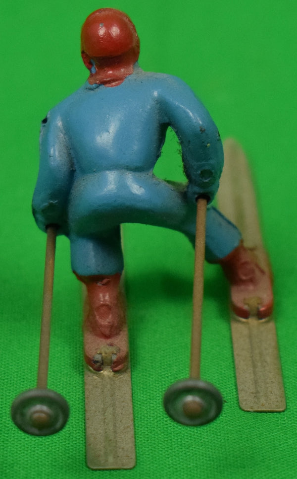 "Cast Metal c1940s Alpine Skier Figurine w/ Poles"