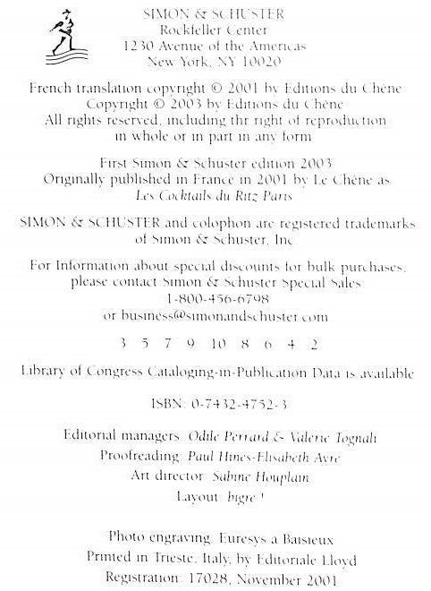 "The Cocktails of the Ritz Paris" Colin Peter Field (SOLD)