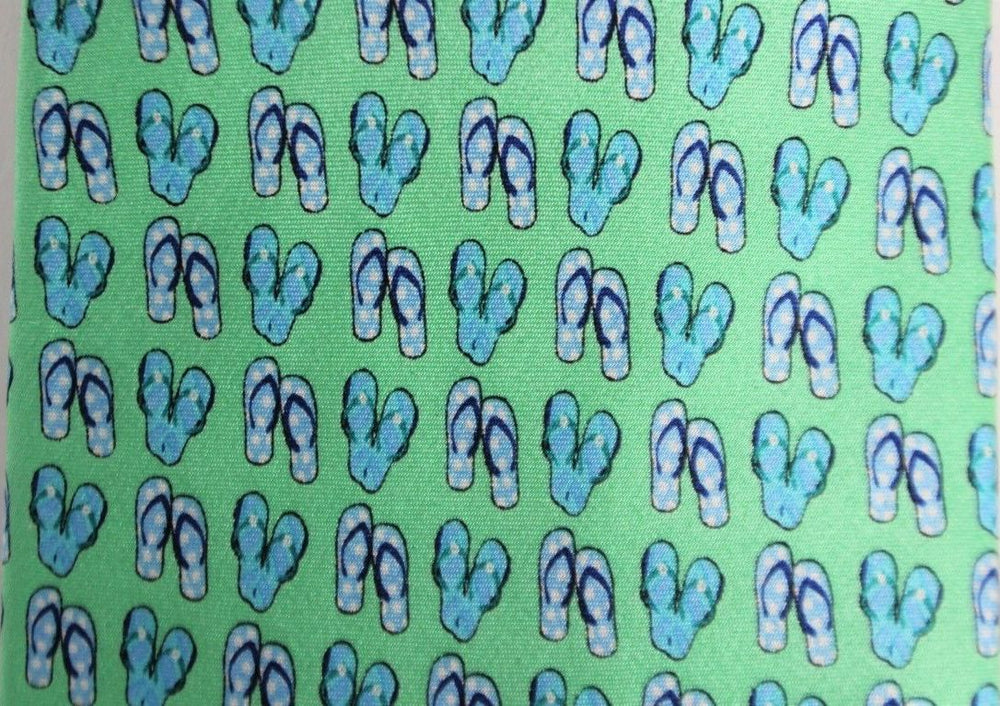 Twisted Fin "Flip-Flops" Print Seafoam Green Silk Tie