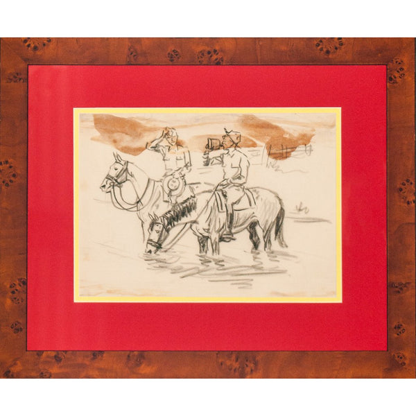 Two Cavalry Officers Pencil Drawing by Paul Brown