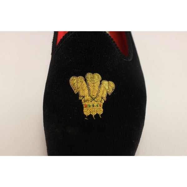 Berk of London Prince of Wales Feathers Velvet Slippers Sz: 8