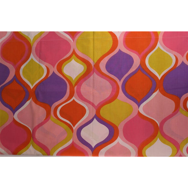 Retro 1960s Geometric Swirl Print Fabric