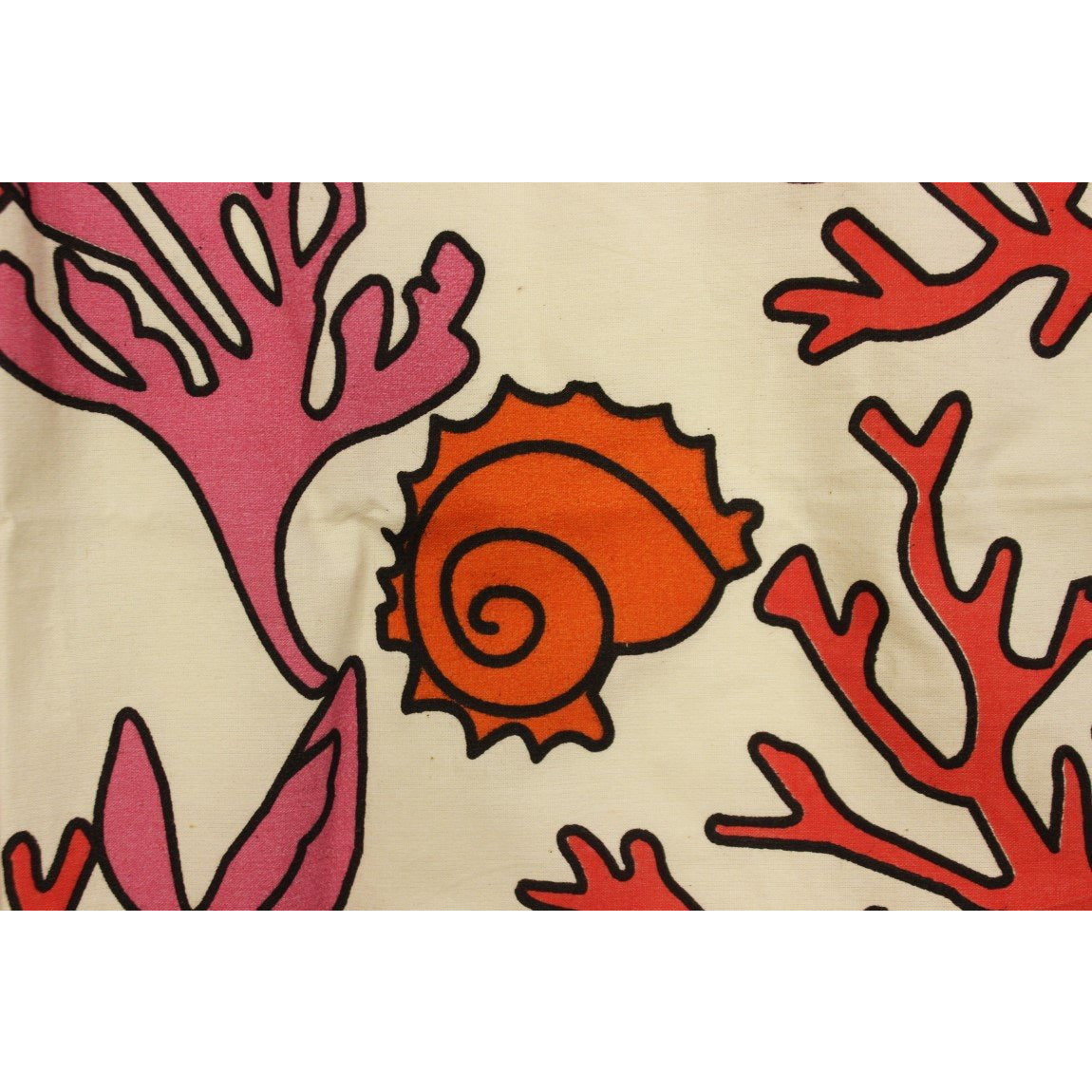 Cotton Fabric w/ Coral Plants & Sea Shells