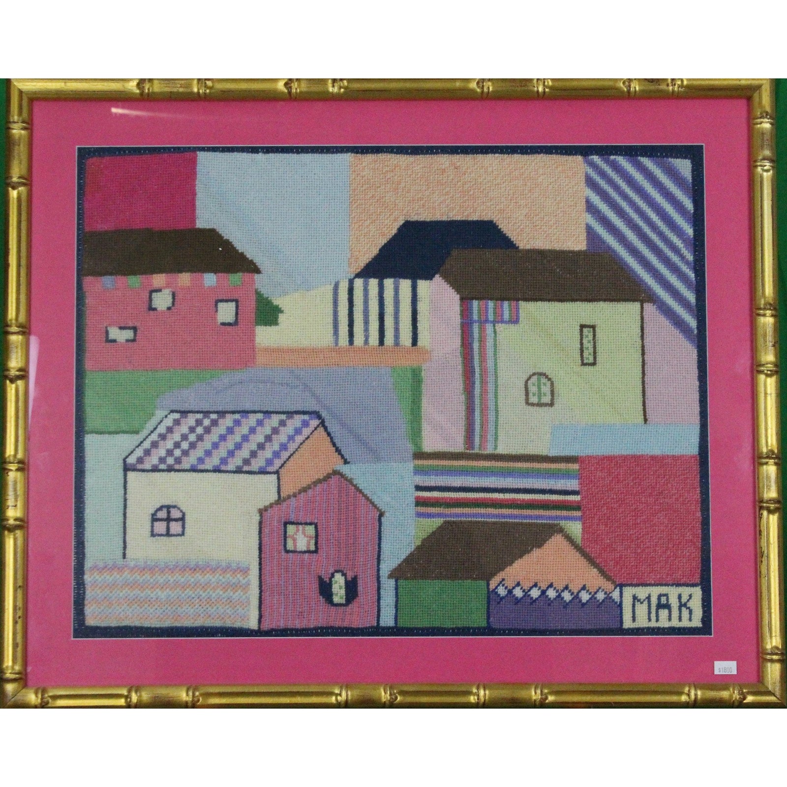 "Pastel Cluster of c1960s Needlepoint Bermuda Houses"