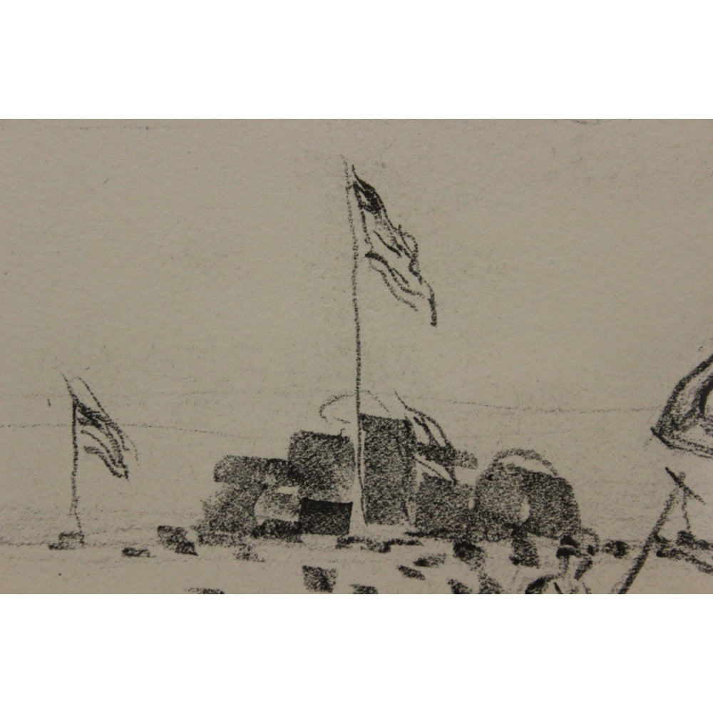 International Meadowbrook Polo Match c1930s Charcoal Drawing