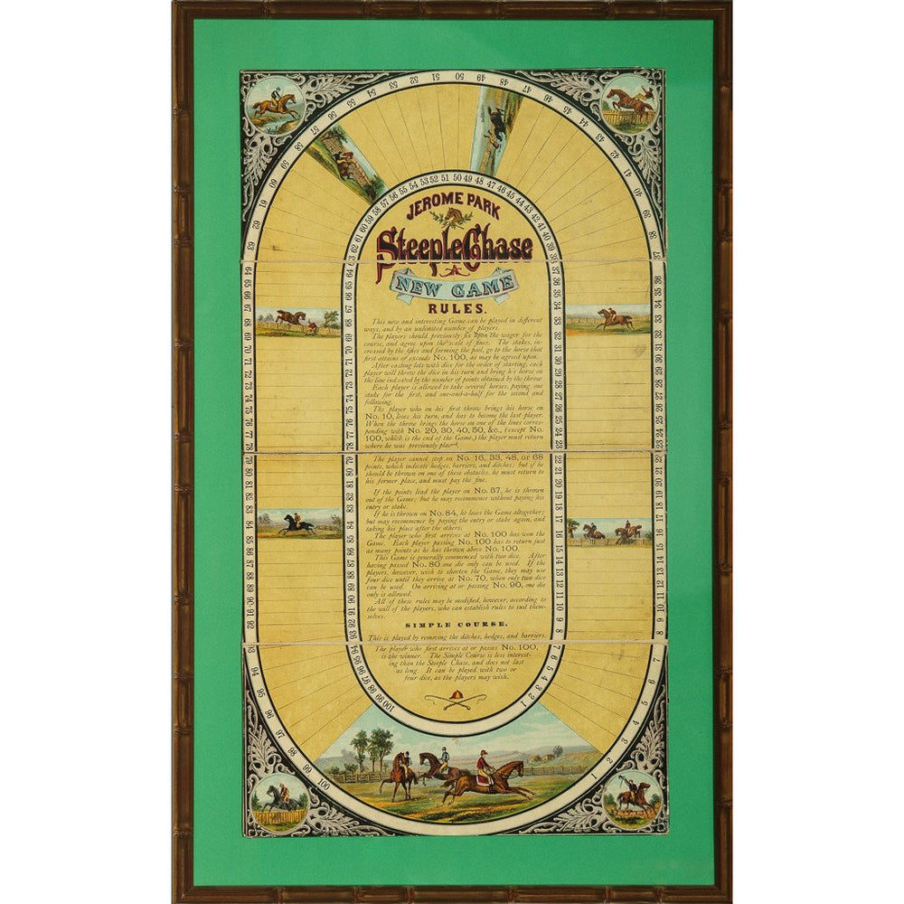 "Jerome Park c1885 Steeplechase Framed Board Game"