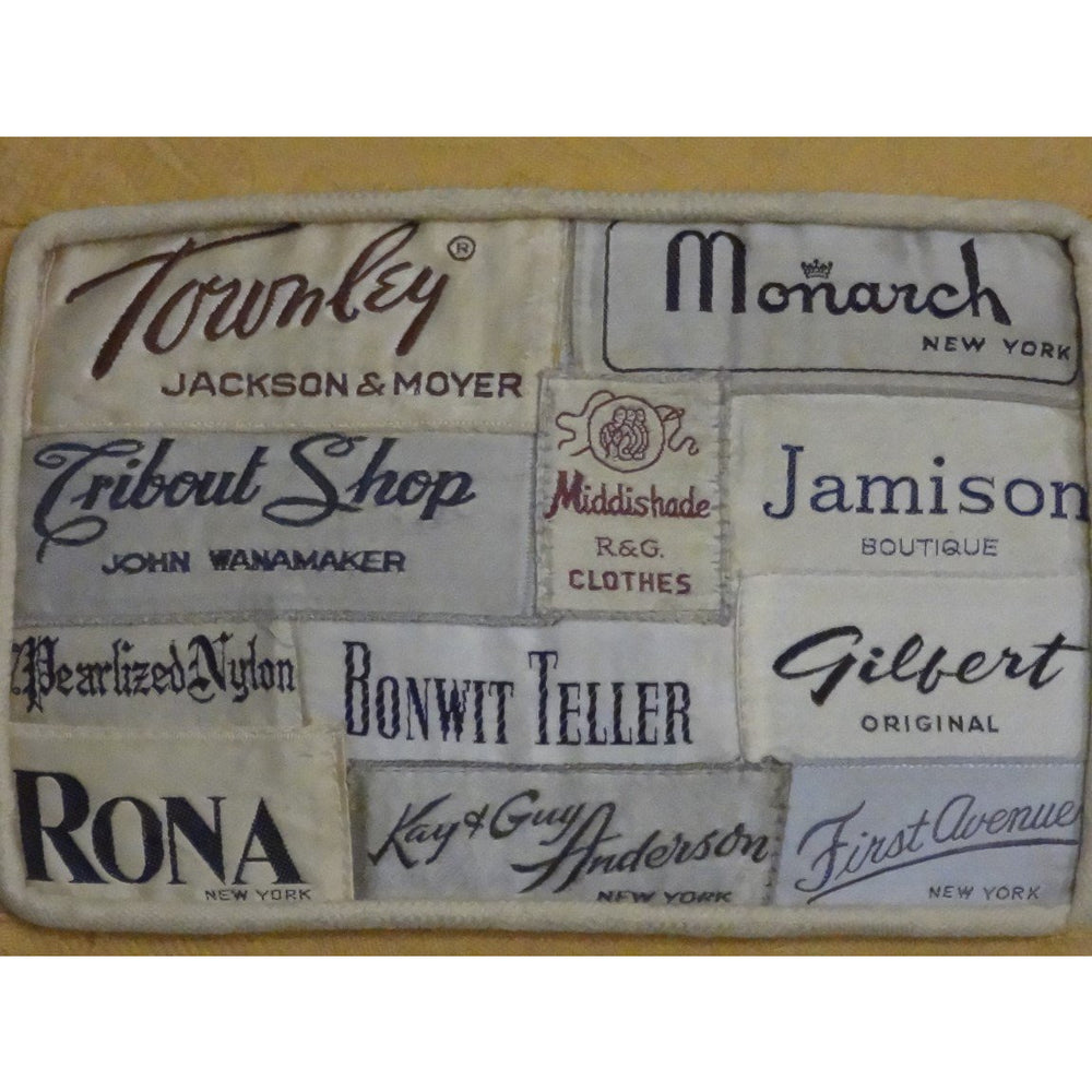 Designer Labels Pillow w/ Mustard & Creme Leaflet Pattern