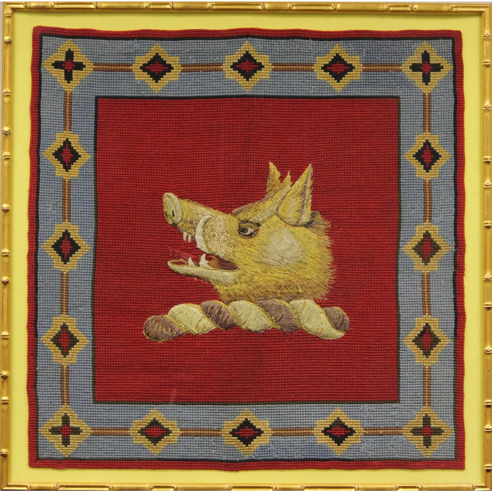 "Porcellian Club Harvard Boar's Head Needlework Panel" (SOLD)