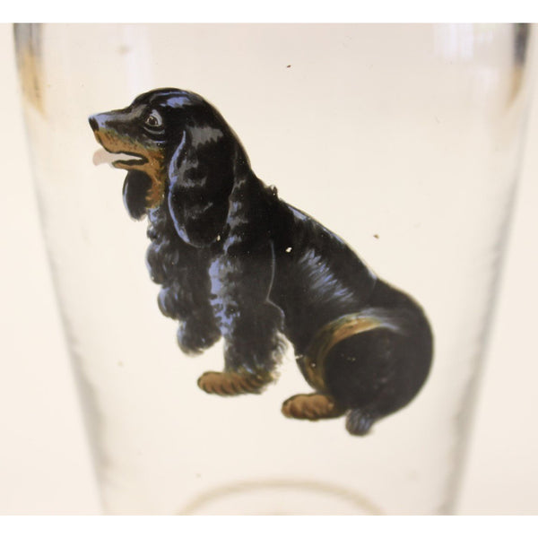 "English Cocktail Glass Shaker w/ Hand Painted Cocker Spaniel"