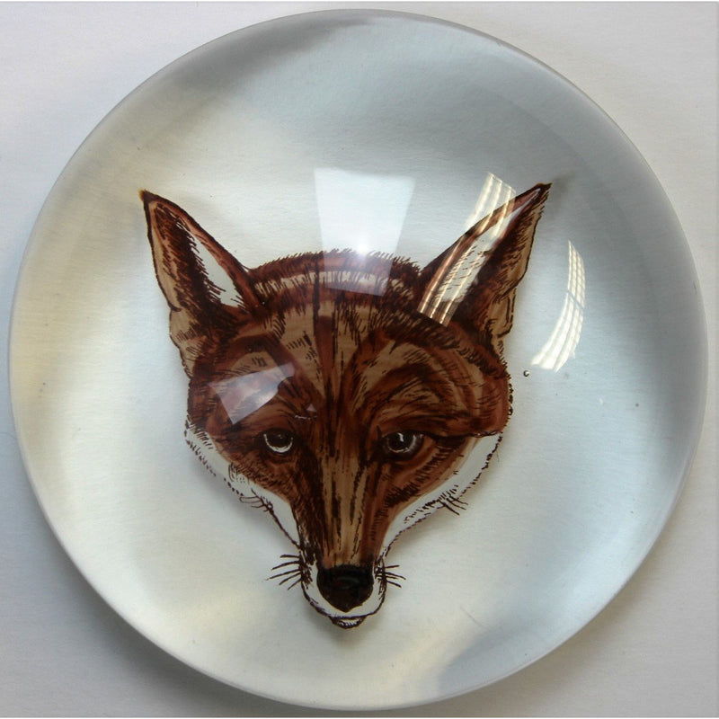 "Vintage Hand-Painted 'Fox-Mask' Glass Paperweight" (SOLD)