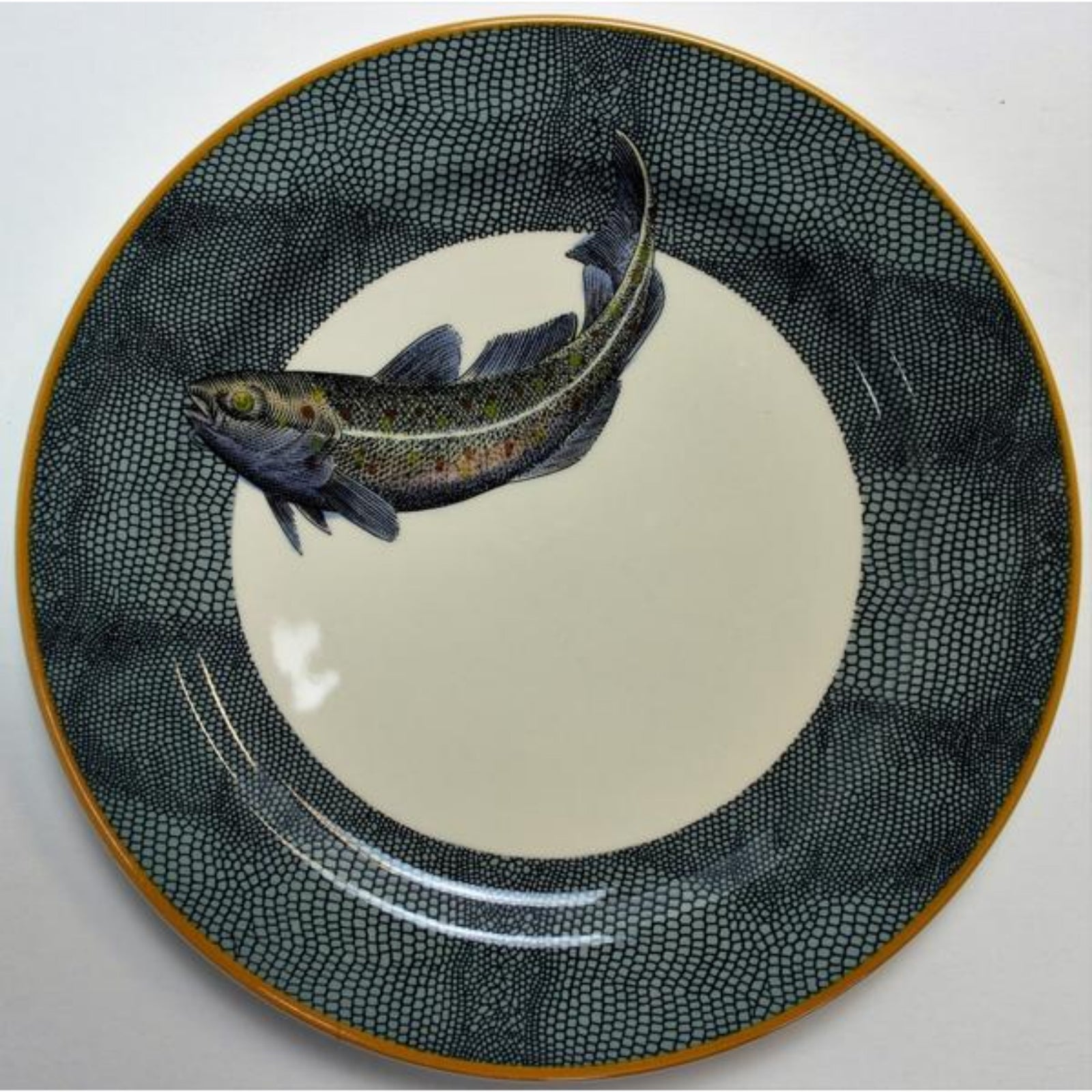 "Set x 8 Williams-Sonoma Salad Plates w/ English Angler "Fish" Pattern