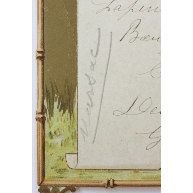 "Paris Restaurant Menu Card w/ 3 Jockeys In Bamboo Frame"