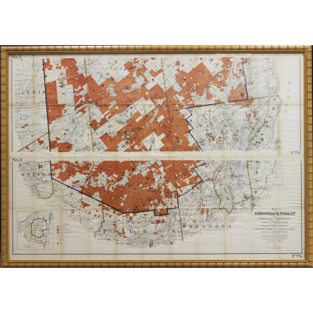 1911 No's 3 & 4 Map Of The Adirondack Forest