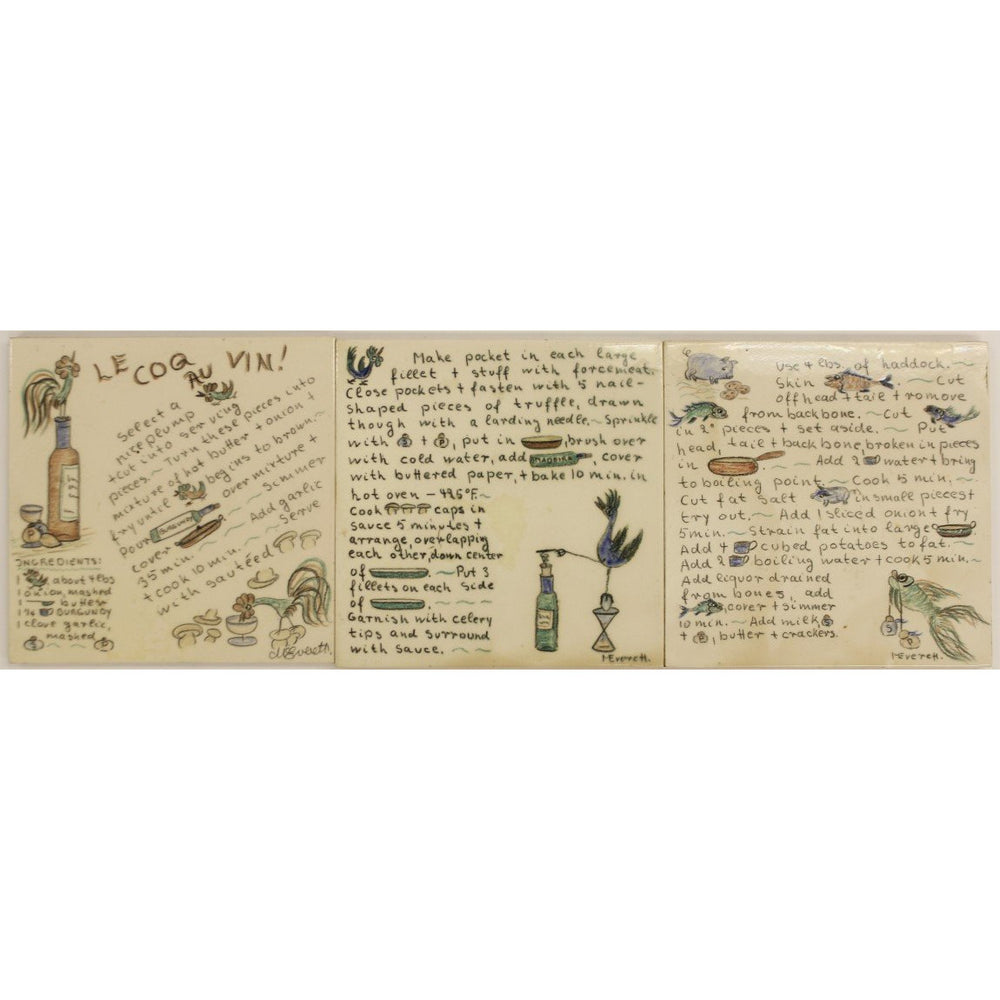 "Set x 3 French Recipe Pantry Tiles"