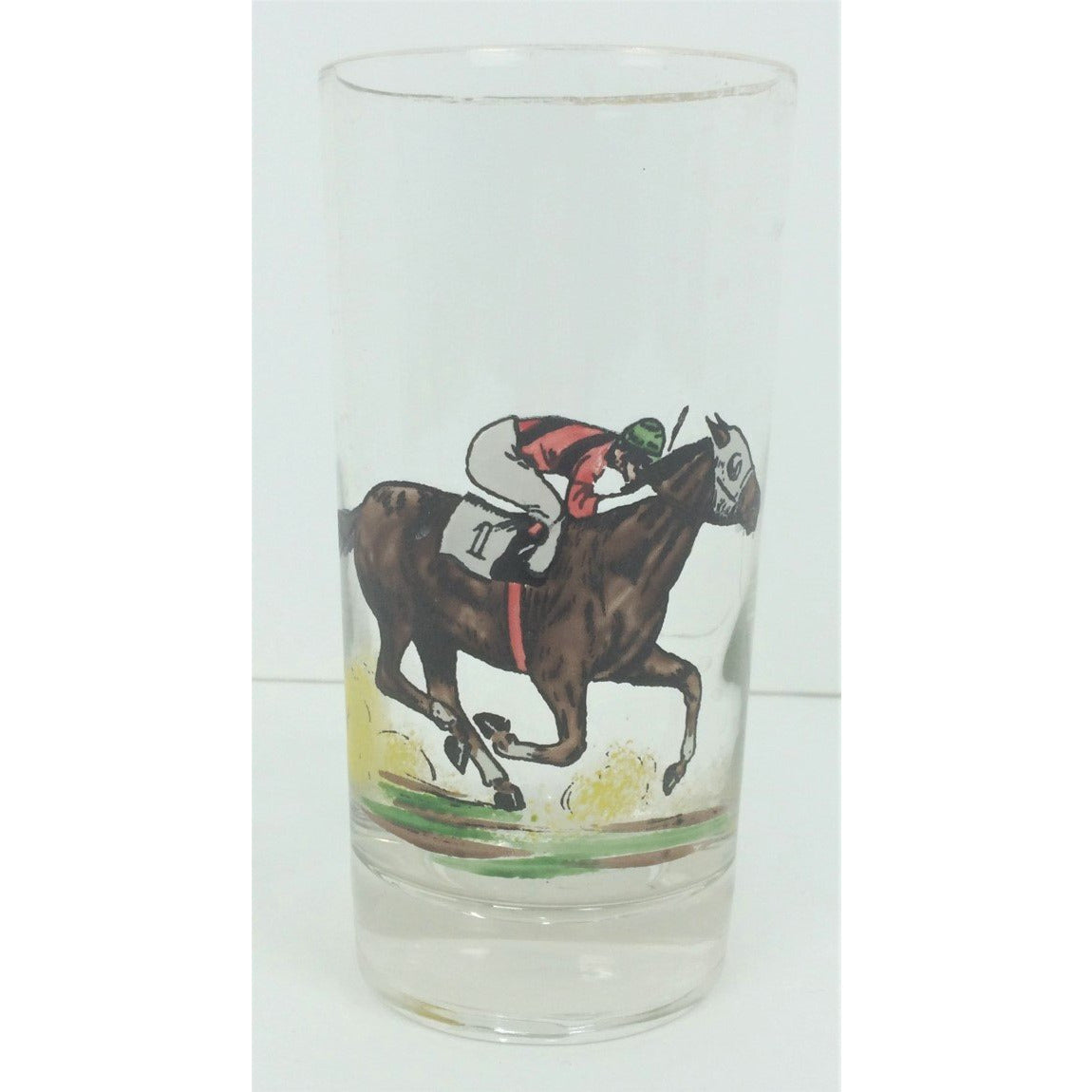 Hand-Painted Jockey On Racehorse Highball Glass