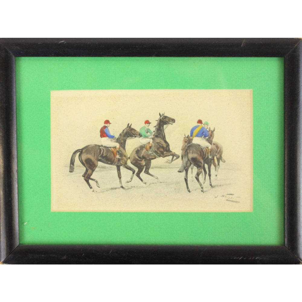 "Four Racehorses" Hand-Coloured Plate by George Wright