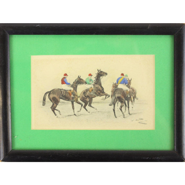 "Four Racehorses" Hand-Coloured Plate by George Wright