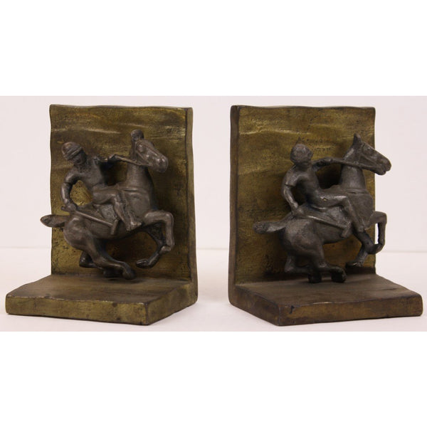 "Pair Of Bronze c1930s Polo Player Bookends"