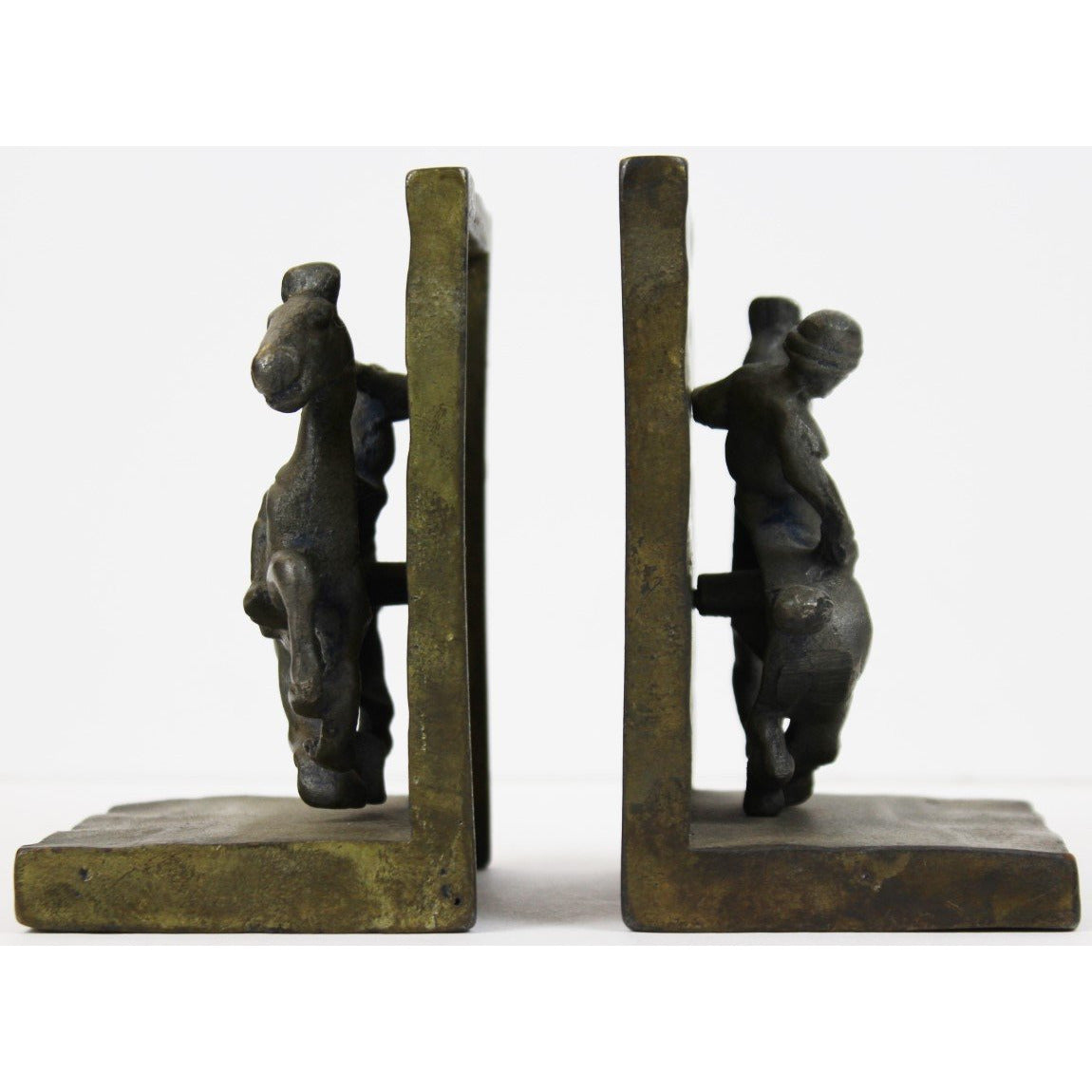 "Pair Of Bronze c1930s Polo Player Bookends"