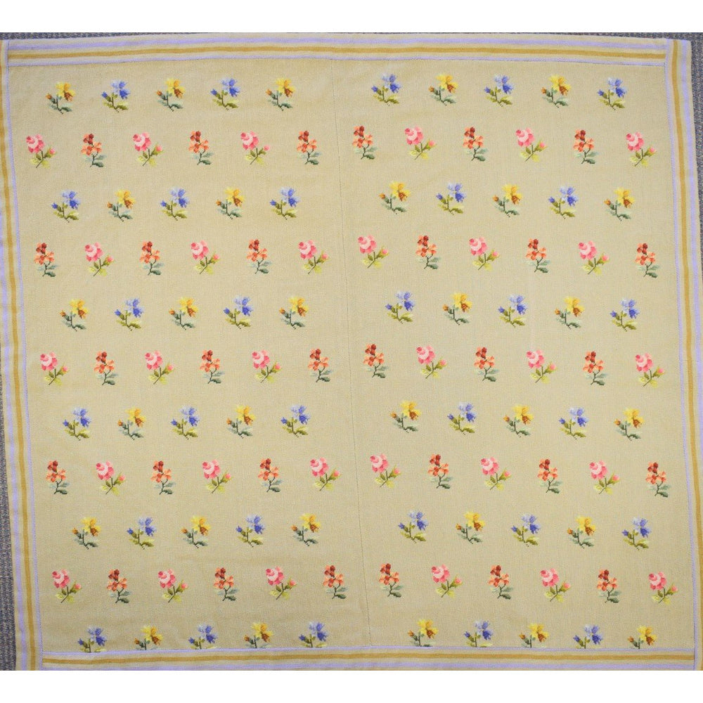 Custom Twin-Panel Floral Needlepoint Area Rug (SOLD)