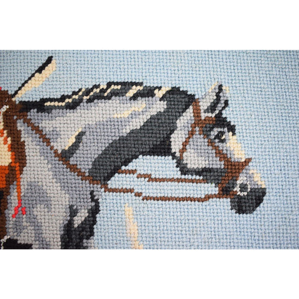 "Fox-Hunter w/ Three Hounds Needlepoint Area Rug"