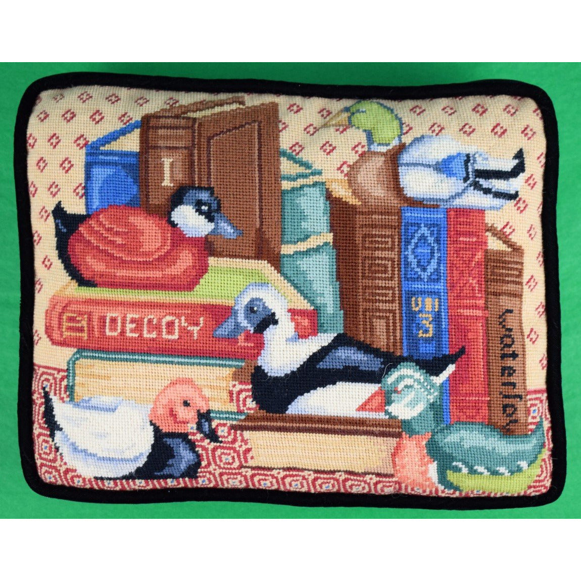 Classic 5 Duck Decoys Hand-Needlepoint Pillow