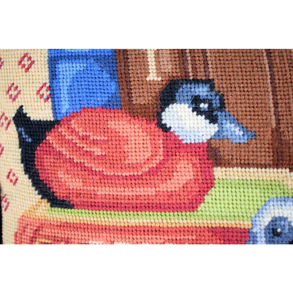 Classic 5 Duck Decoys Hand-Needlepoint Pillow