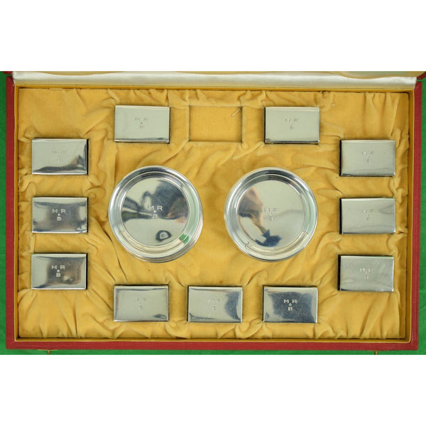 "Cartier Sterling Silver Set Of 12 Coasters/ Ashtrays & 11 Matchbooks"