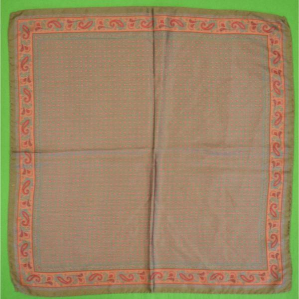Silk Russet & Slate Foulard & Paisley Pocket Square