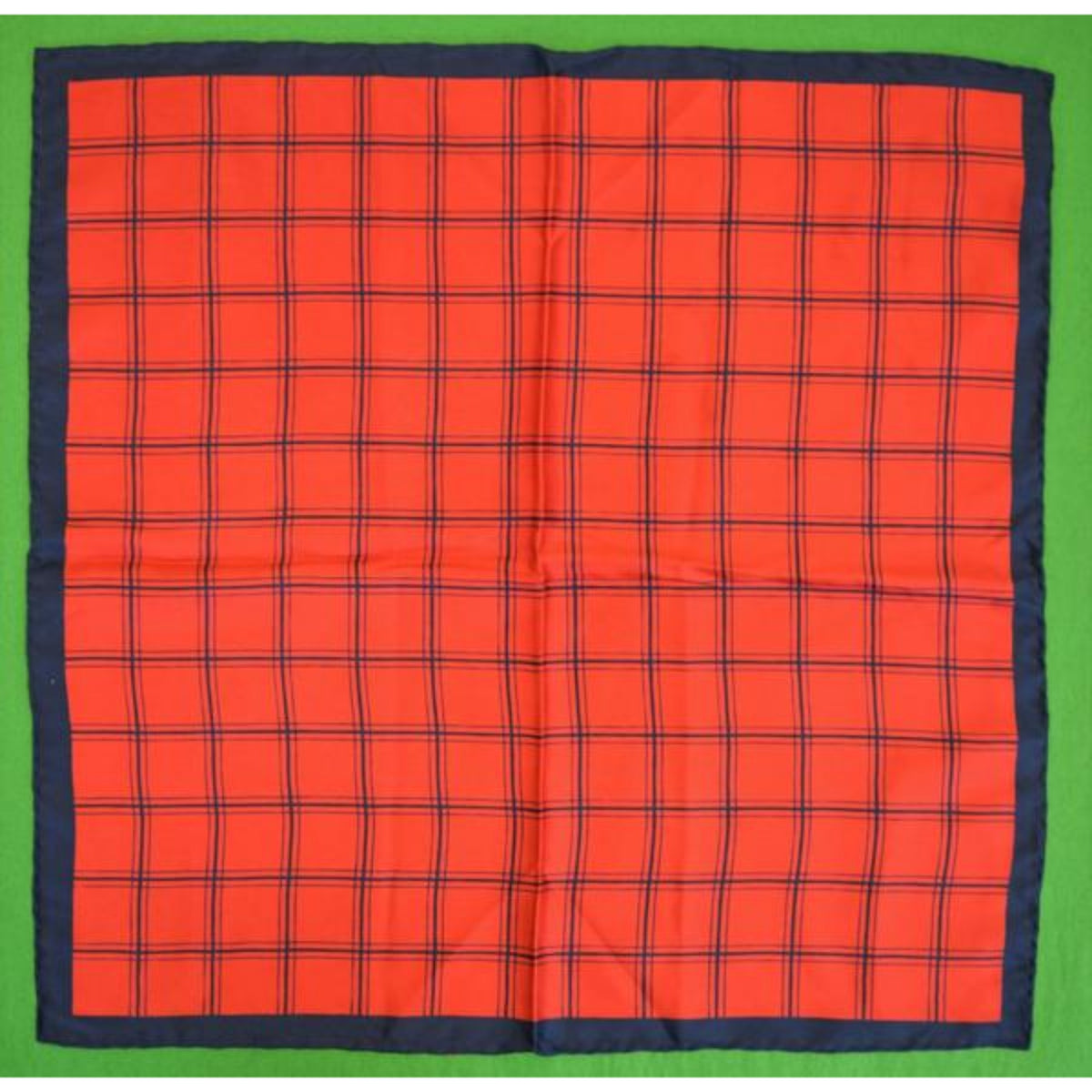 Navy & Red Plaid English Silk Pocket Square