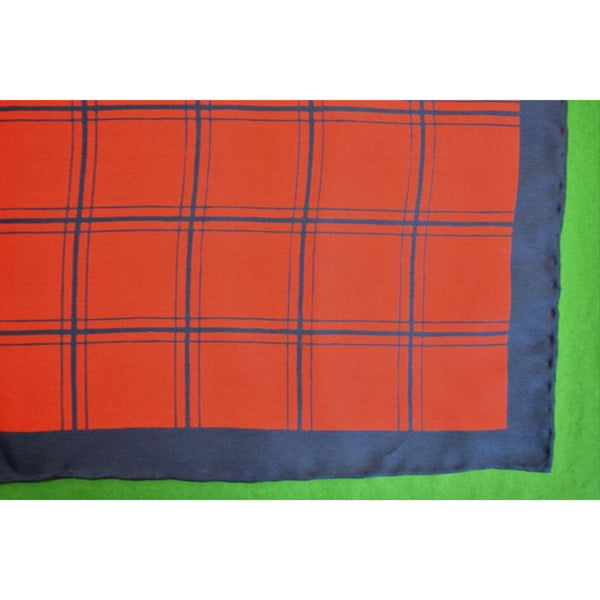 Navy & Red Plaid English Silk Pocket Square