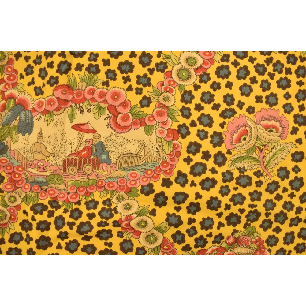 4 Panel Set of Brunschwig & Fils Chinoiserie Leopard Toile w/ Pinch Pl