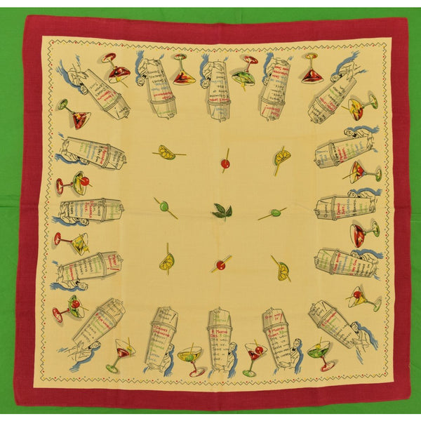 "Set x 16 Cocktail Shaker Recipes Linen Bar Cloth"