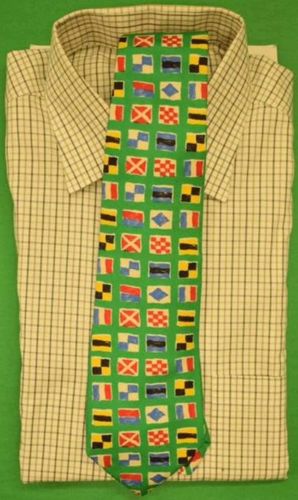 "Abercrombie & Fitch Green Signal Flags c1980s Tie" (SOLD)