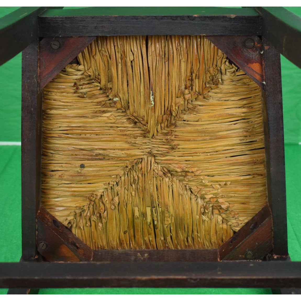 "English Wicker Seat Mahogany Hall Side Chair w/ Indian Paisley Seat C