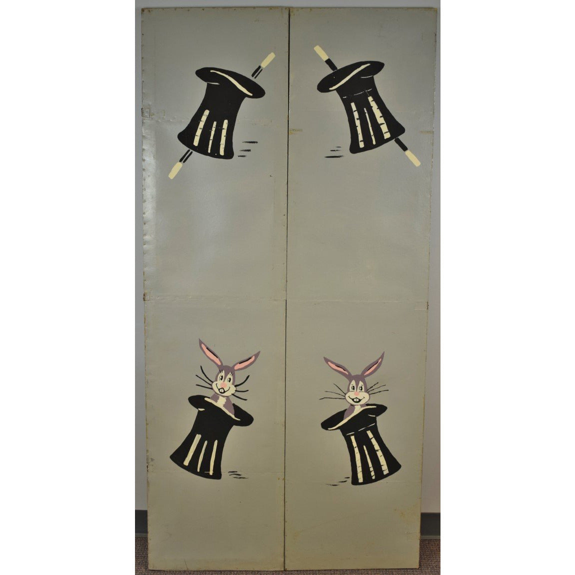 "Pair x Hand-Painted Palm Tree Reversing To Pink Bunny Top Hat Panels"
