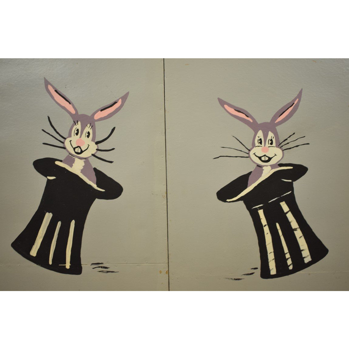 "Pair x Hand-Painted Palm Tree Reversing To Pink Bunny Top Hat Panels"