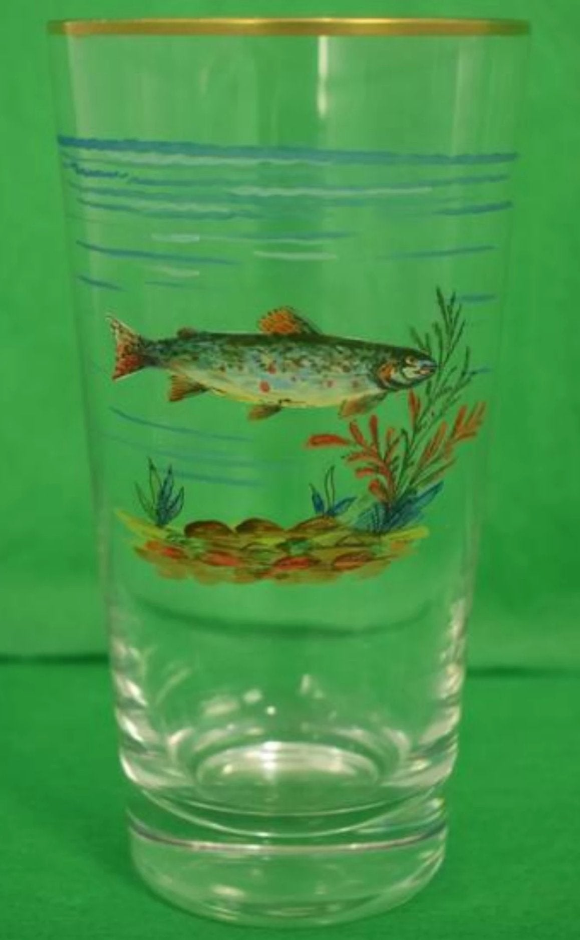 "Set x 4 Hand-Painted Game Fish Highball Glasses"