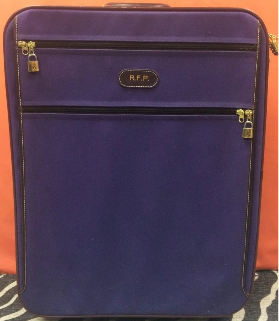 T. Anthony Purple Canvas Trolley Luggage Carrier w/ Air France Corcord