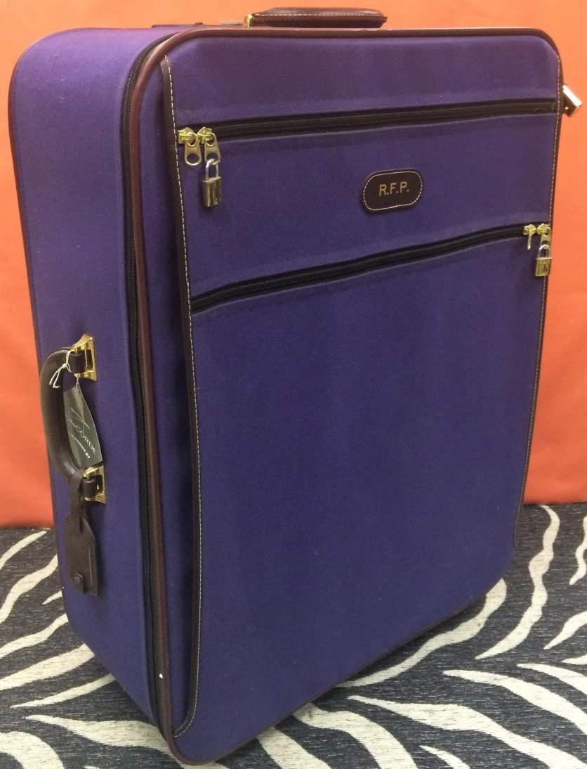 T. Anthony Purple Canvas Trolley Luggage Carrier w/ Air France Corcord