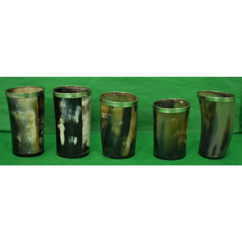 Set of 5 Cow Horn Sterling Rim Beakers