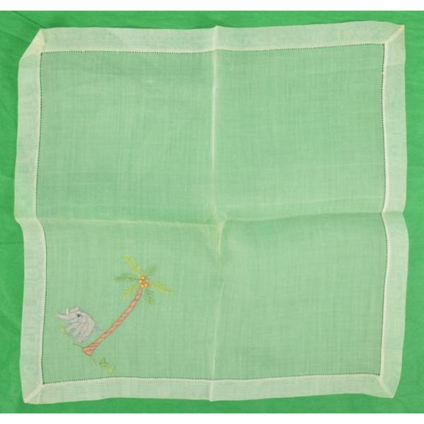 Elephant Under Palm Tree Linen Pocket Sq