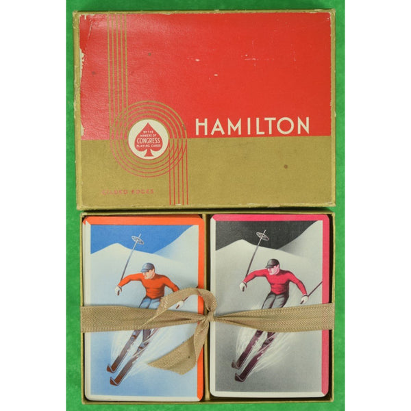 Twin Boxed Set of Skier Playing Cards